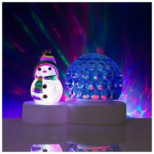 Световой прибор «Снеговик с синим шаром» 9.5 см, свечение мульти, 220 В