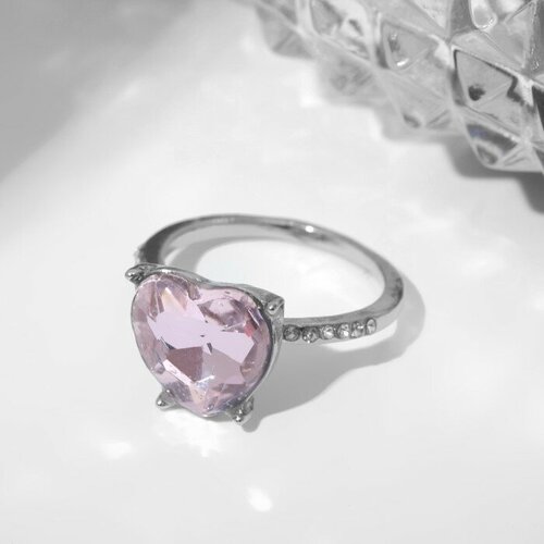 Кольцо Queen Fair, стекло, безразмерное, розовый