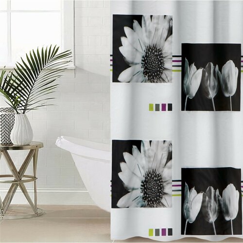 Штора для ванны «Белые цветы», 180×180 см, EVA