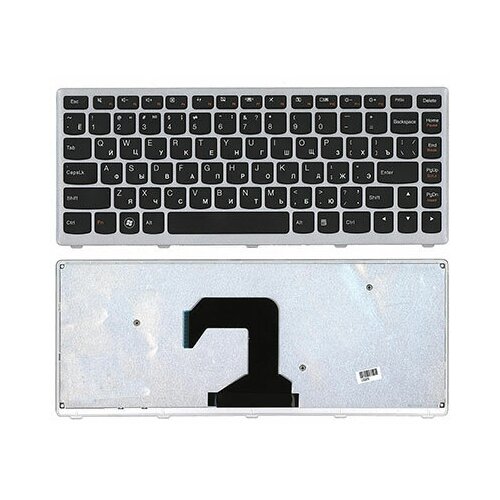 Клавиатура для ноутбука Lenovo U410 черная с серебристой рамкой