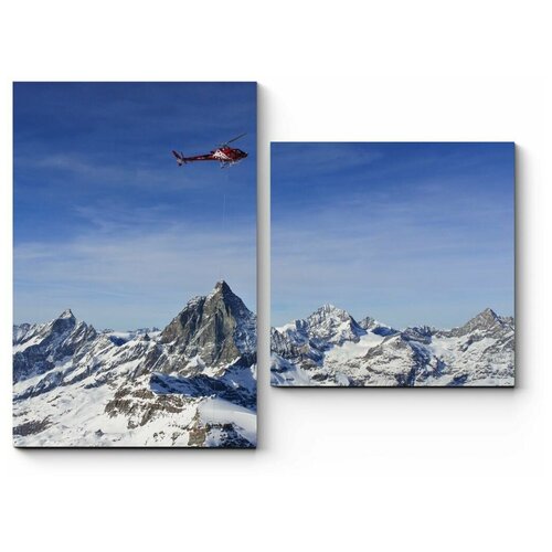 Модульная картина Вертолет над горами130x98