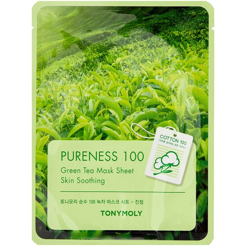 TONY MOLY тканевая маска Pureness 100 Green Tea, 100 г, 21 мл