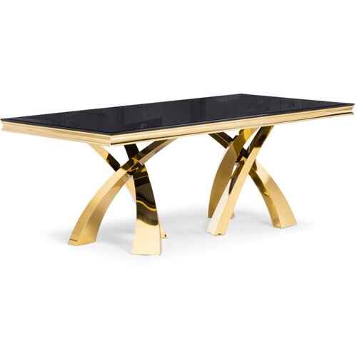 Стеклянный стол Woodville Komin 2 черный / золото