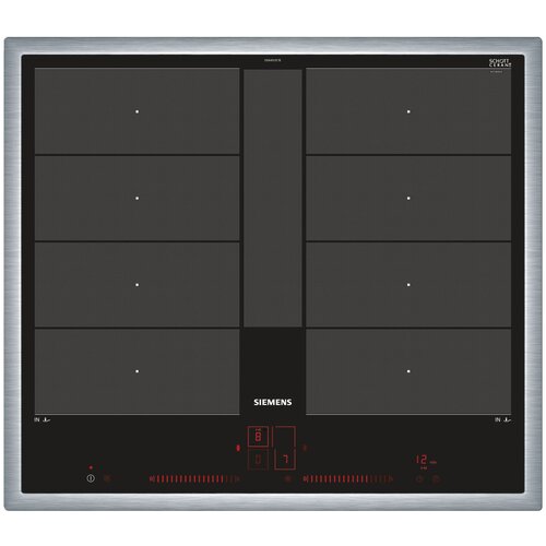 Индукционная варочная панель Siemens EX645LYC1E, с рамкой, цвет панели черный, цвет рамки серебристый