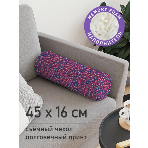 Декоративная подушка валик JoyArty "Цветочная феерия" на молнии, 45 см, диаметр 16 см