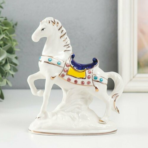 Сувенир керамика Конь с попоной стразы 15 см