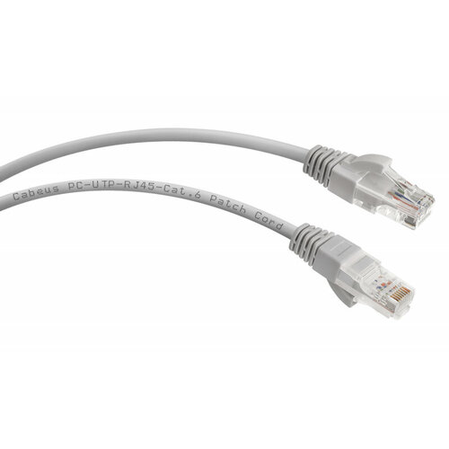 Патч-корд Cabeus U/UTP PC-UTP-RJ45-Cat.6-15m категория 6, 2xRJ45/8p8c, неэкранированный, серый, PVC, 15м