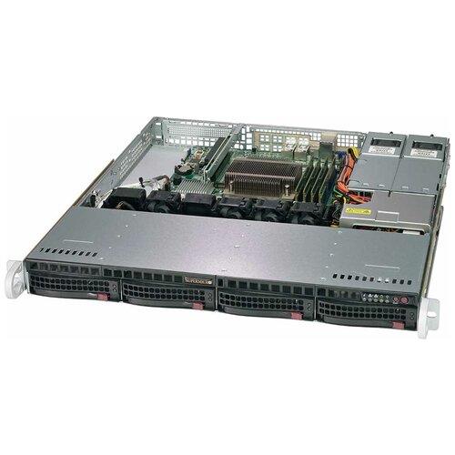 Сервер Supermicro SuperServer 5019C-MR без процессора/без накопителей/количество отсеков 3.5" hot swap: 4/400 Вт/LAN 1 Гбит/c