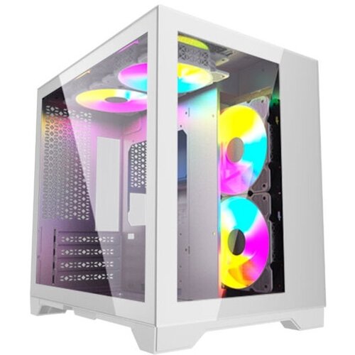 Powercase Корпус Powercase Vision Micro, White, Tempered Glass, 4х 120mm 5-color fan, белый, mATX (CVWM-L4)