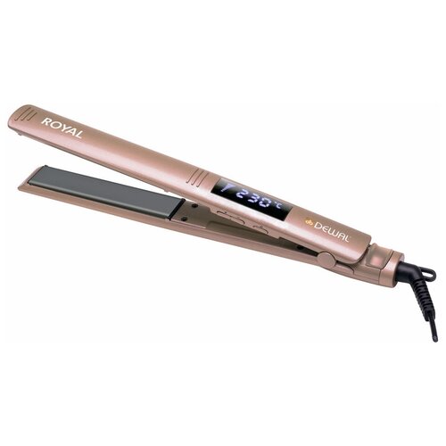Щипцы для выпрямления волос DEWAL PRO ROYAL 24х120 мм, с терморегулятором 150-230 °C, титаново-турмалиновое покрытие, 60 Вт, коричневые 03-410