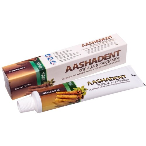 Зубная паста AASHADENT корица И кардамон укрепление зубной эмали и профилактика кариеса, Aasha Herbals, 100 г.