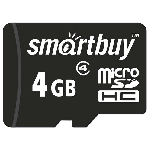 Карта памяти SmartBuy microSDHC 4 ГБ Class 4, 1 шт., черный