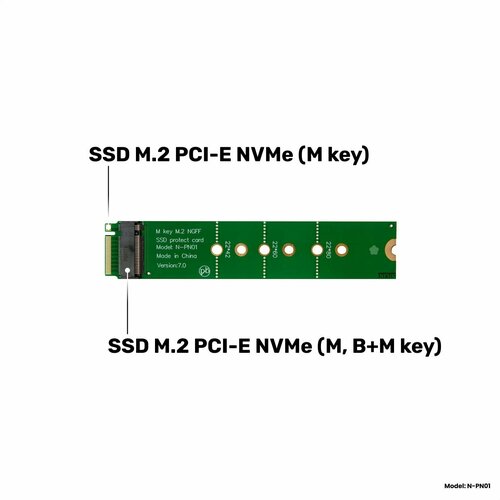 Адаптер-переходник для защиты разъема SSD M.2 PCI-E NVMe (M, B+M key), NFHK N-PN01