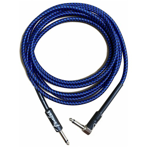Шнур для подключения электрогитары к усилителю Fender, разъёмы джека 6,3 прямой/угловой, длина 3 метра, синий