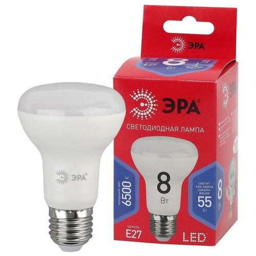 Лампа светодиодная R63-8W-865-E27 R (диод рефлектор 8Вт холодн. E27) | код. Б0045336 | Эра (20шт. в упак.)