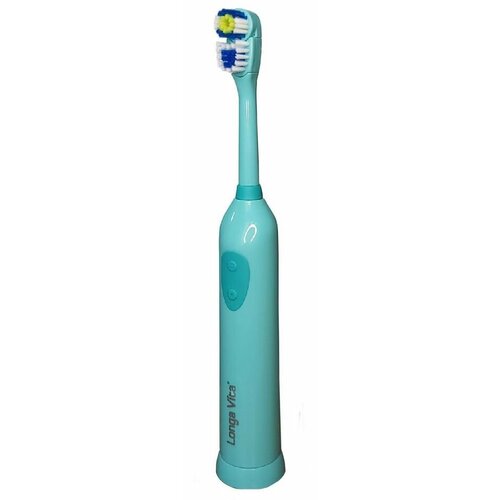 Электрическая зубная щетка Longa Vita для взрослых, ротационная + сменная насадка в комплекте, голубая КАВ-2-НТМ/голубая