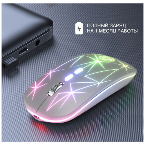Мышка для компьютера / Мышь для ноутбука / беспроводная мышь / С подсветкой RGB / Встроенный аккумулятор