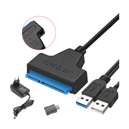 Кабель-переходник для HDD SATA USB 3.0 с дополнительным питанием, двойной USB