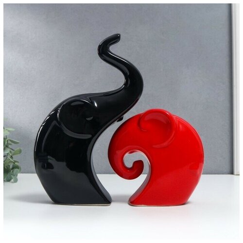 Сувенир керамика 'Слоны красный и чёрный' набор 2 шт 12х12 22х13 см