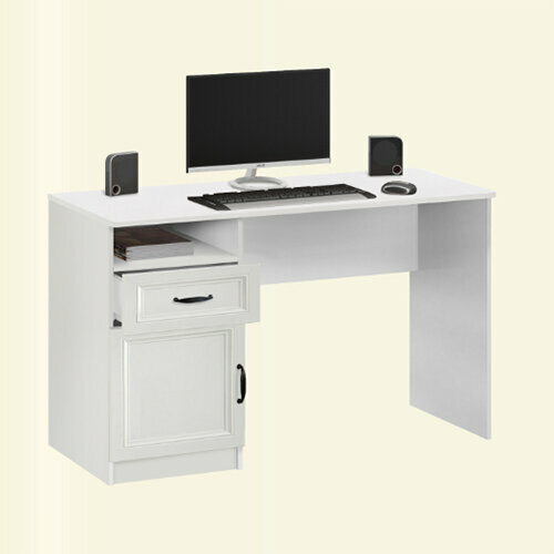 Стол компьютерный Боровичи-мебель 7.65 с тумбой Белый 89285