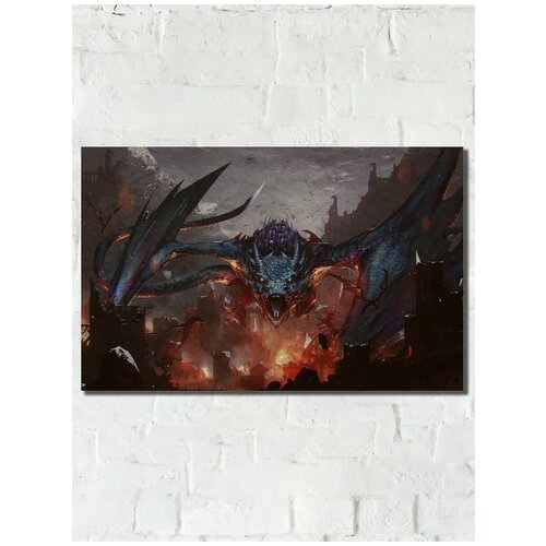 Картина интерьерная на рельефной доске микс драконы фэнтези - 5186