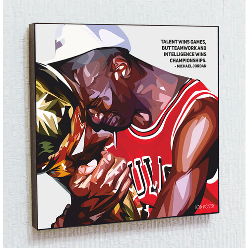 Картина постер Майкл Джордан в стиле ПОП-АРТ в рамке с креплением / Портрет / Баскетбол NBA / Top Poster 50х50 см