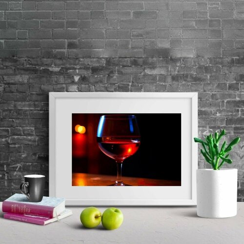 Постер "Красное вино в бокале" Cool Eshe из коллекции "Интерьеры на любой вкус", А4 (29,7 х 21 см)