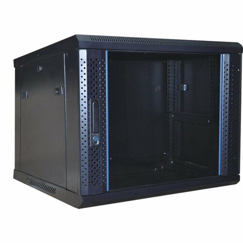 Neomax Монтажный шкаф Шкаф телекоммуникационный настенный 6U 600х450 , стеклянная дверь, замок-ключ 3 шт , разборный, цвет черный 1 коробка