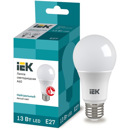 Лампа LED A60 шар 13Вт 230В 4000К E27 (4шт/упак) IEK