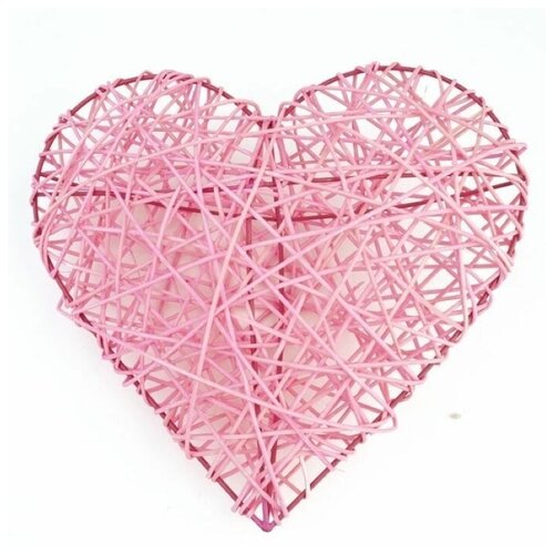 Сердце объёмное плетёное из ротанга, 20 см, для декора