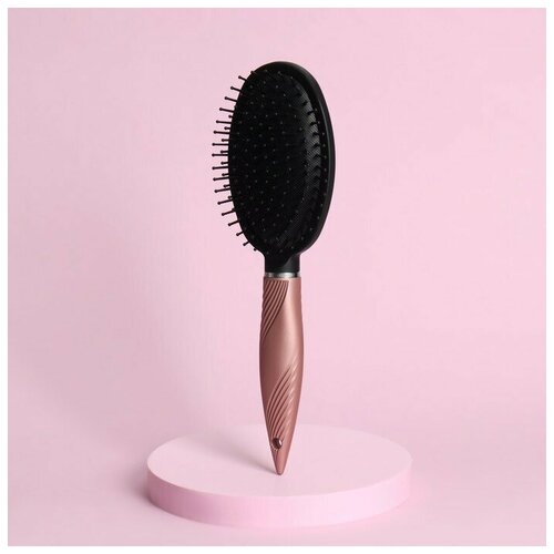 Queen fair Расчёска массажная, 7 × 25 см, цвет чёрный/розовый