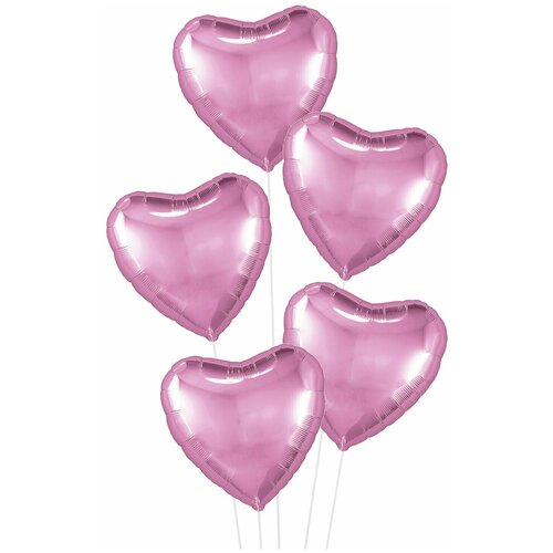 Набор фольгированных шаров Сердце розовое 46 см 5 шт