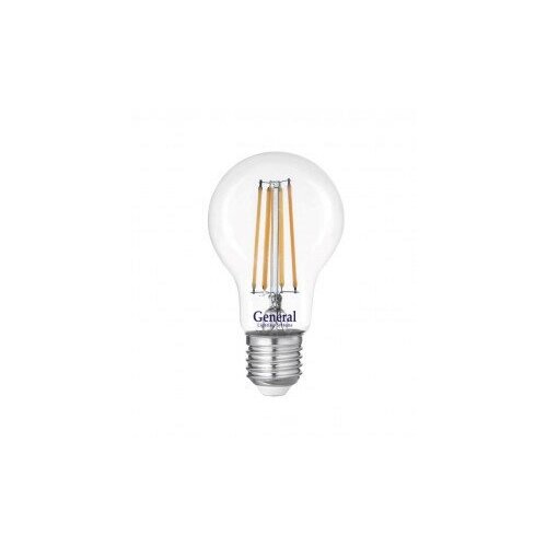 Светодиодная LED лампа General филамент ЛОН A60 E27 13W 6500K 6K 60x105 (нитевидная) празрачная 649400 (упаковка 25 штук)