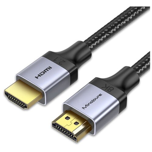 Кабель Mindpure HDMI - HDMI 2.1 8k 60Hz, 4k 120Hz, HDR, eARC, Тканевая оплетка HD009 3м.