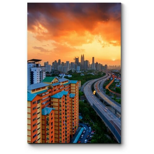 Модульная картина Пылающий закат над Куала-Лумпур20x30