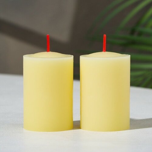 Набор свечей-столбиков 2 шт, 4х6 см, ваниль