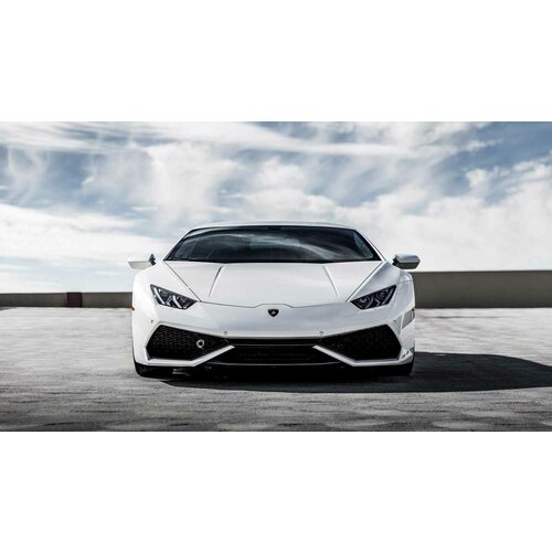 Картина на холсте 60x110 Альянс Лес "Белый Lamborghini Huracan" на подрамнике / интерьер/ декор