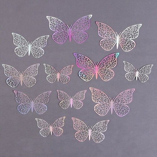 Страна Карнавалия Набор для украшения «Бабочки», 12 штук, голография, цвет серебро