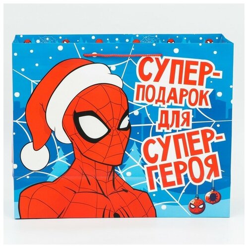 Подарочный пакет Marvel ламинат горизонтальный "С новым годом! Человек-паук", 49х40х19 см