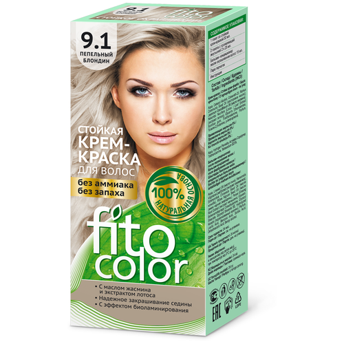 Fito косметик Fitocolor стойкая крем-краска для волос, 9.1 пепельный блондин, 115 мл