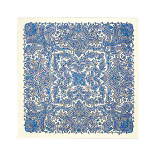Платок Павловопосадская платочная мануфактура,125х125 см, голубой, синий