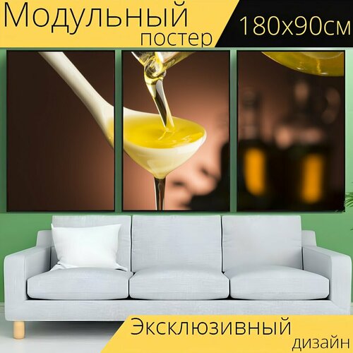 Модульный постер "Масло, масло семени чая, салатного масла" 180 x 90 см. для интерьера