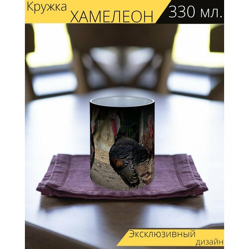 Кружка хамелеон с принтом "Индюков, птицы, билл" 330 мл.
