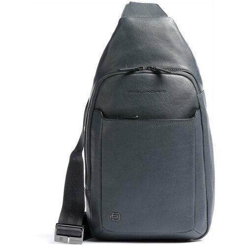 Рюкзак слинг PIQUADRO Black Square, фактура зернистая, синий, серый