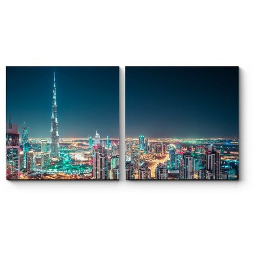 Модульная картина Сияющие огни Дубая 140x70
