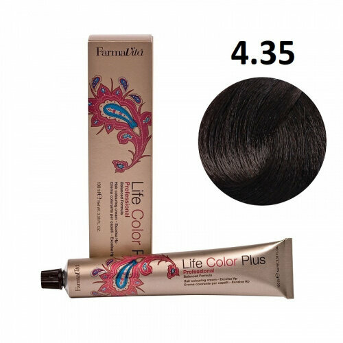 Крем-краска для волос Farmavita Life Color Plus 4.35 горький шоколад, 100 мл