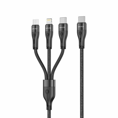 Кабель для мобильных устройств 3в1 Type-C-Micro USB + Type-C+ Lightning Mivo MX-75, 3А, 1200мм