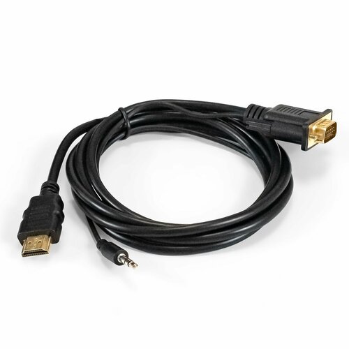 Кабель-переходник HDMI-VGA ExeGate EX-HDMIM-VGAM-3.5JackS-1.8 (19M/15M+3.5mm Jack M, 1,8м) Преобразователь цифрового HDMI сигнала в VGA видео и стерео-аудио EX294719RUS