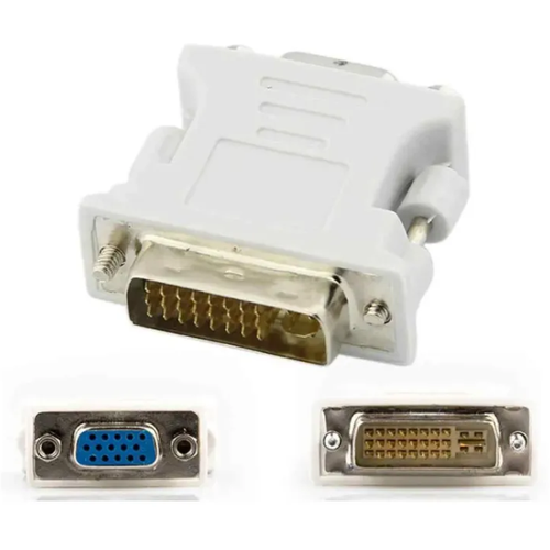 Переходник DVI-I Dual link - VGA / DVI-VGA 29 M / 15 F / Дивиай ВГА / для Подключения к ПК / Компьютеру / Видеокарте / Проектора / Ноутбука / Белый