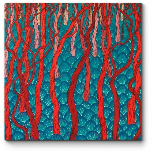 Модульная картина Красный лес 40x40